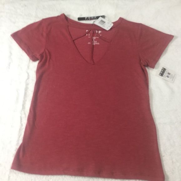 Poof! | Tops | Poof Vneck Tee Shirt With Line Detail Neck | Poshmark